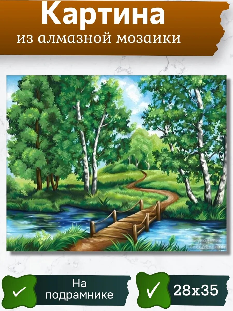 Алмазная мозаика на подрамнике 28х35