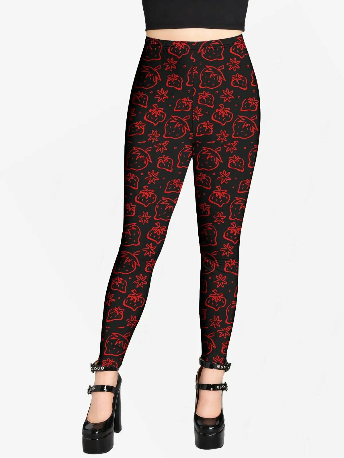 Женские леггинсы XXXL с принтом Strawberry Graphic