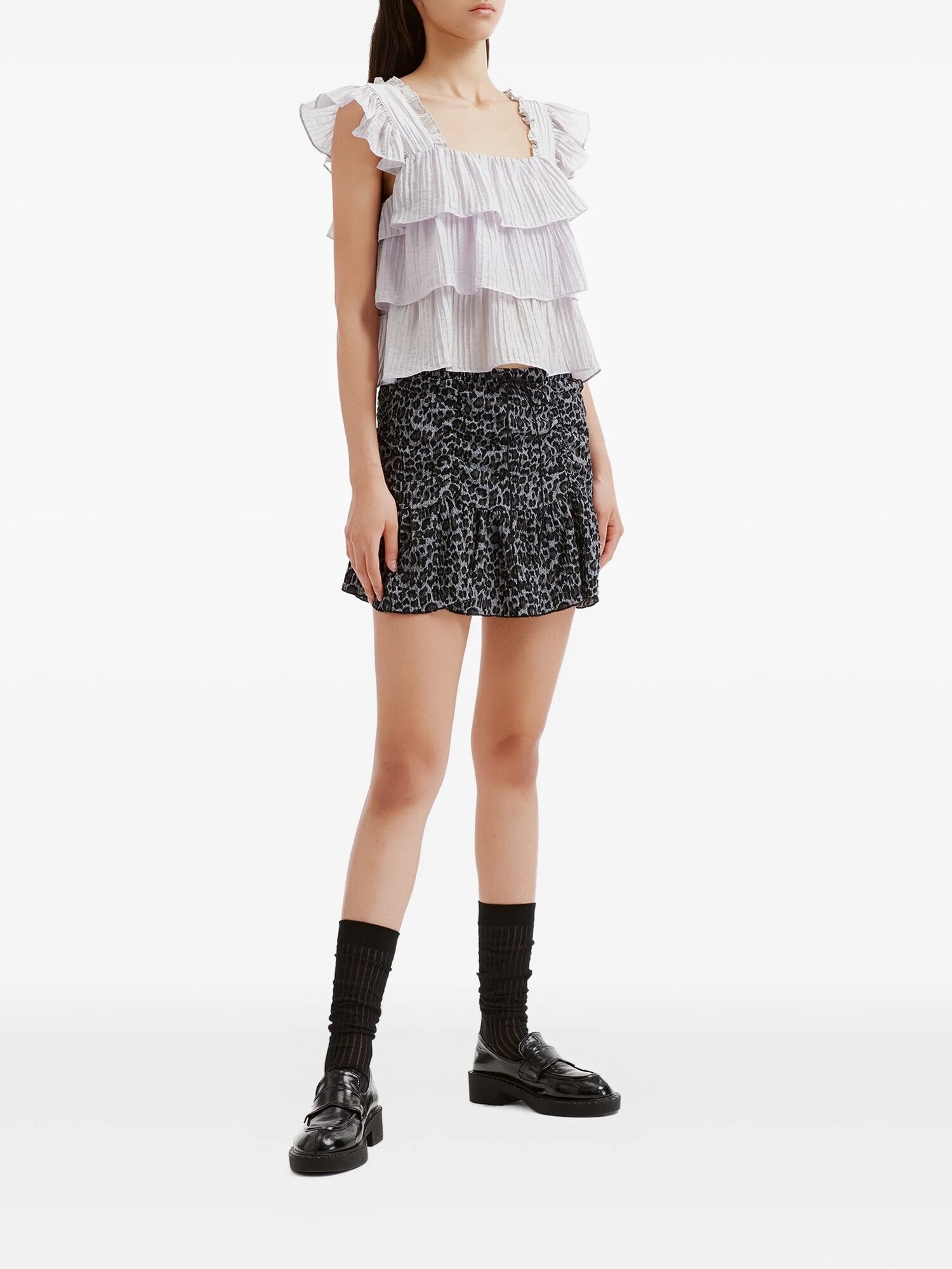Юбка B+ab Leopard-print ruffled mini skirt, размер 42 — фото 1