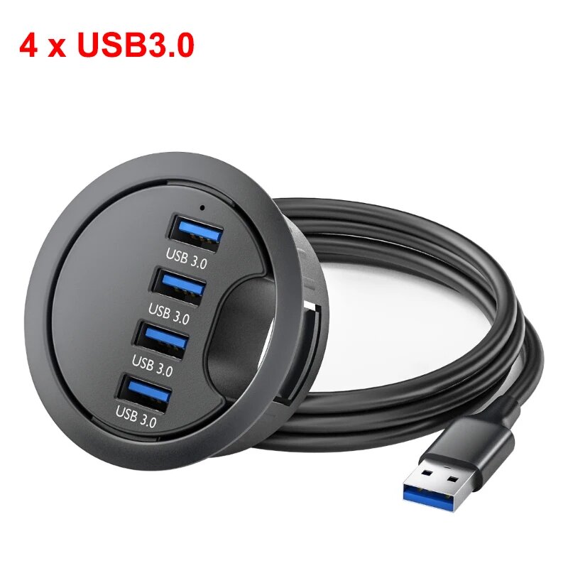 USB 3.0 хаб на 4 порта, черный, 4