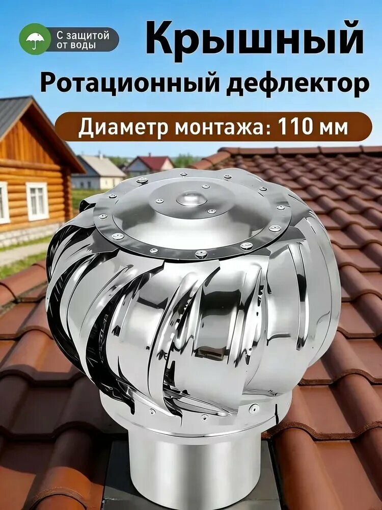 Турбо-дефлектор из нержавеющей стали 110 мм для вентиляционных труб