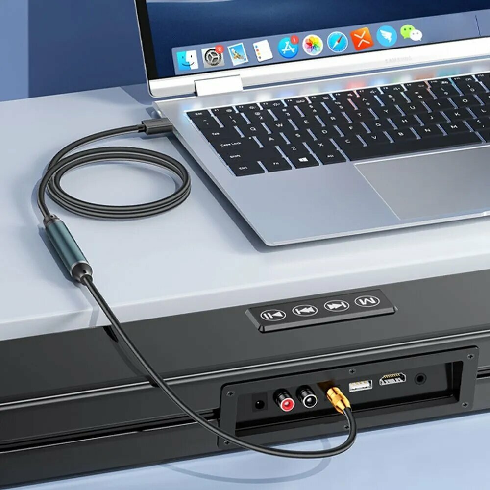 Аудиокабель USB Type-C, 1.5 м, черный — фото 1