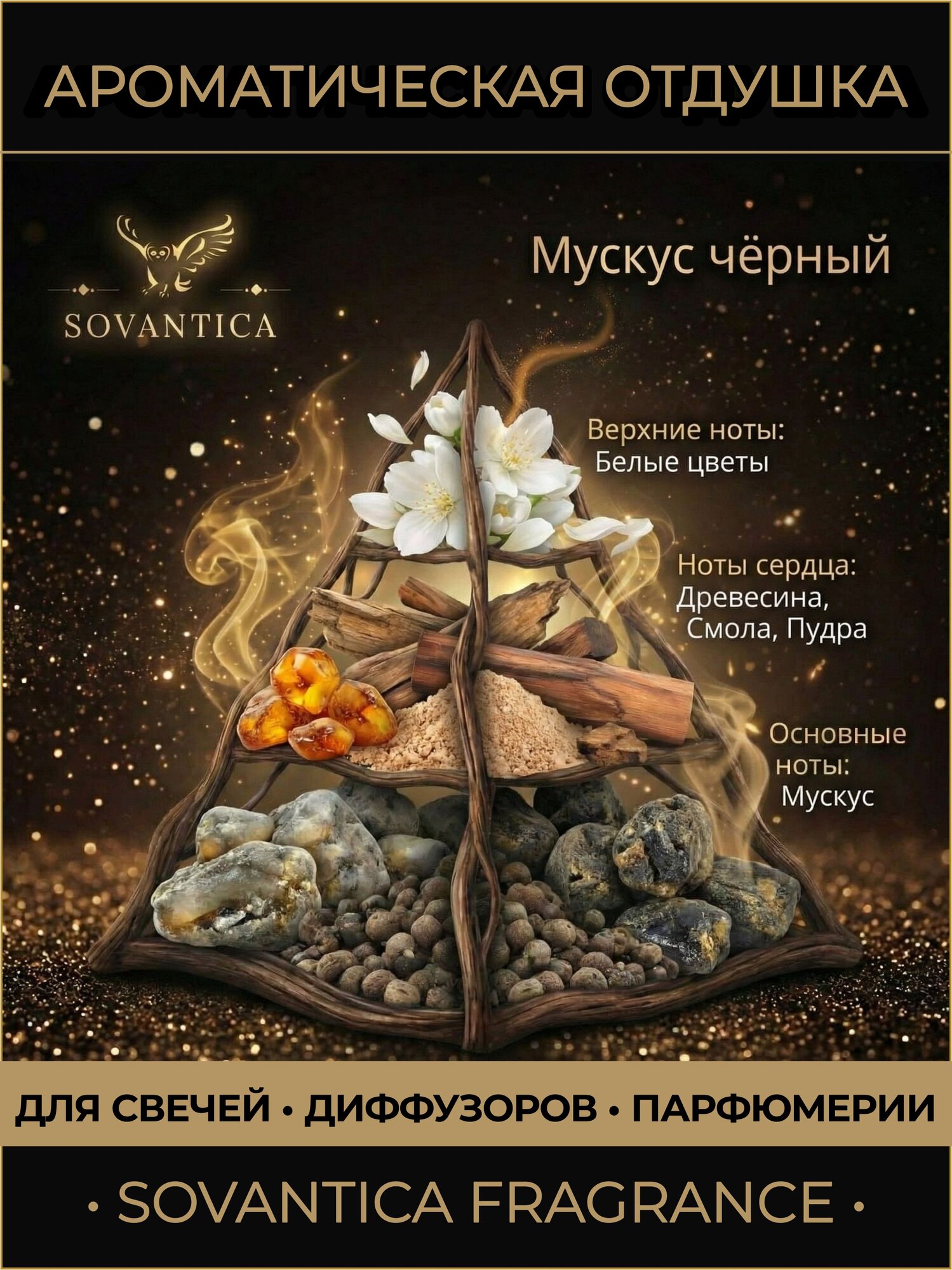Ароматическая отдушка 50 г Мускус черный (Black musk), Sovantica