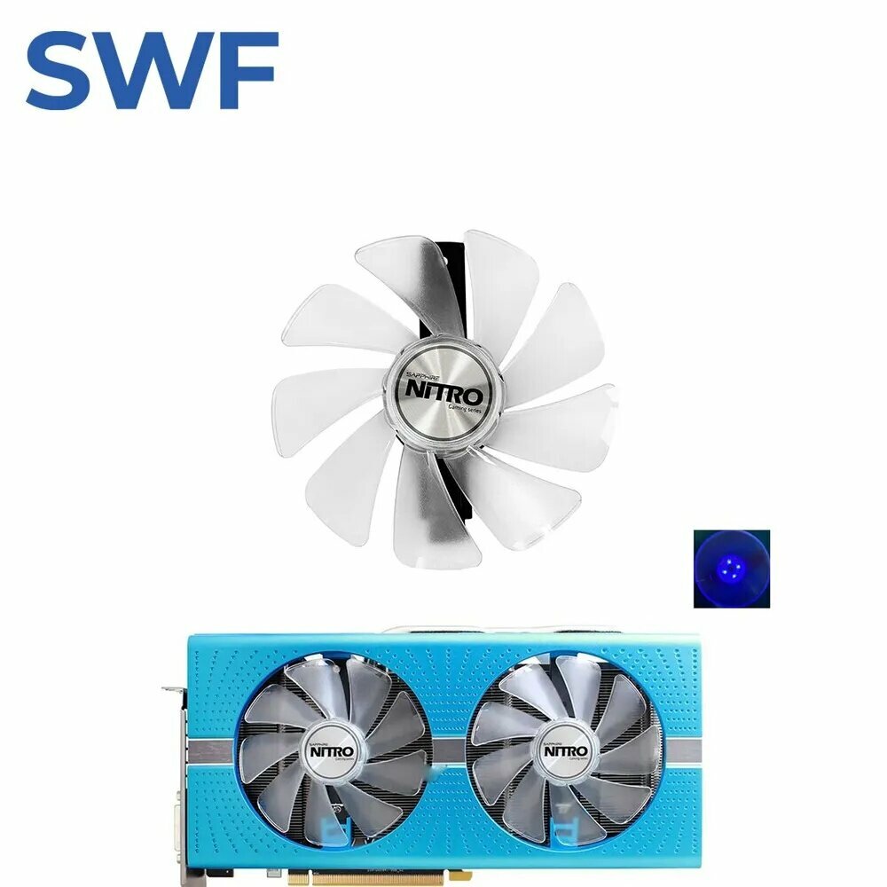 1 Вентилятор (кулер) 95мм CF1015H12D Для видеокарты SAPPHIRE RX470 RX590 RX580 RX480 RX570 NITRO Special Edition, FD10015M12D