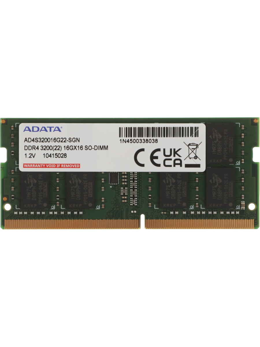 Память DDR4 16GB 3200MHz A-Data AD4S320016G22-SGN RTL PC4-25600 CL22 SO-DIMM 260-pin 1.2В single rank RTL