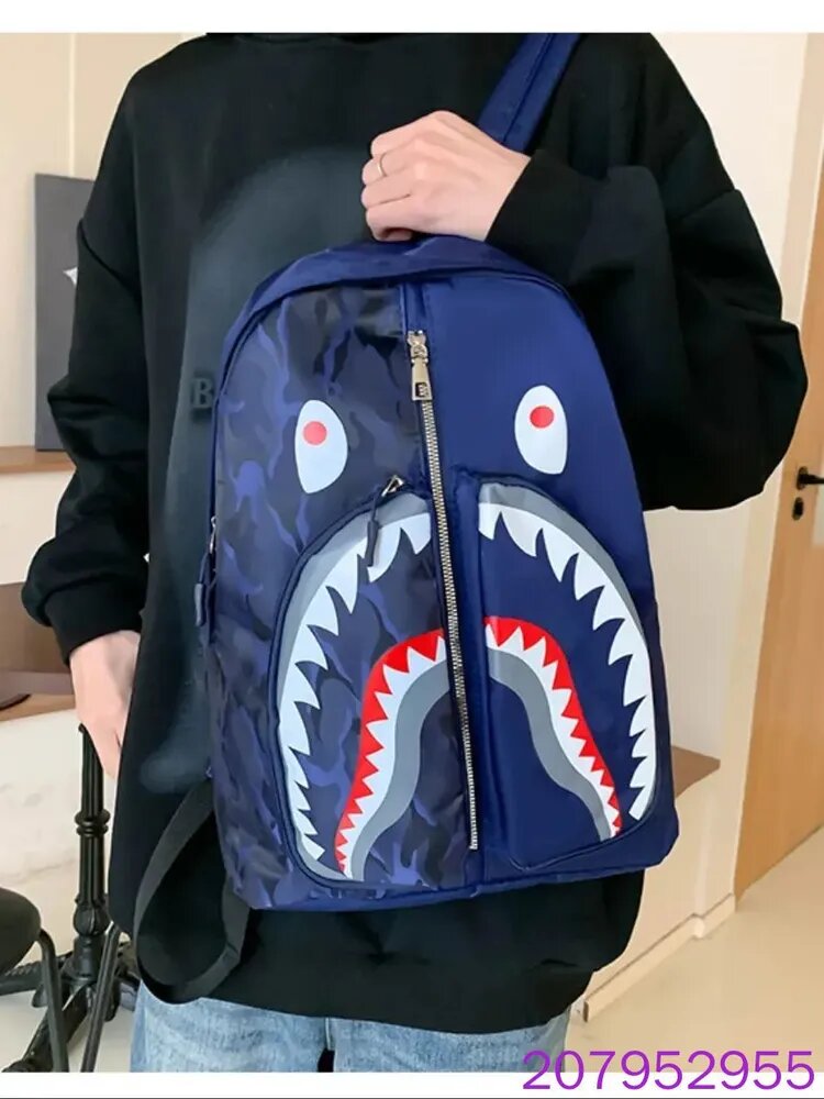 Рюкзак Bape Shark Акула Темно-синий Нейлон Школьный для мальчиков 31x10x10 см — фото 1