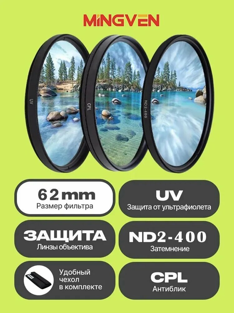 MINGVEN Нейтральный (ND) светофильтр 62 мм, черный