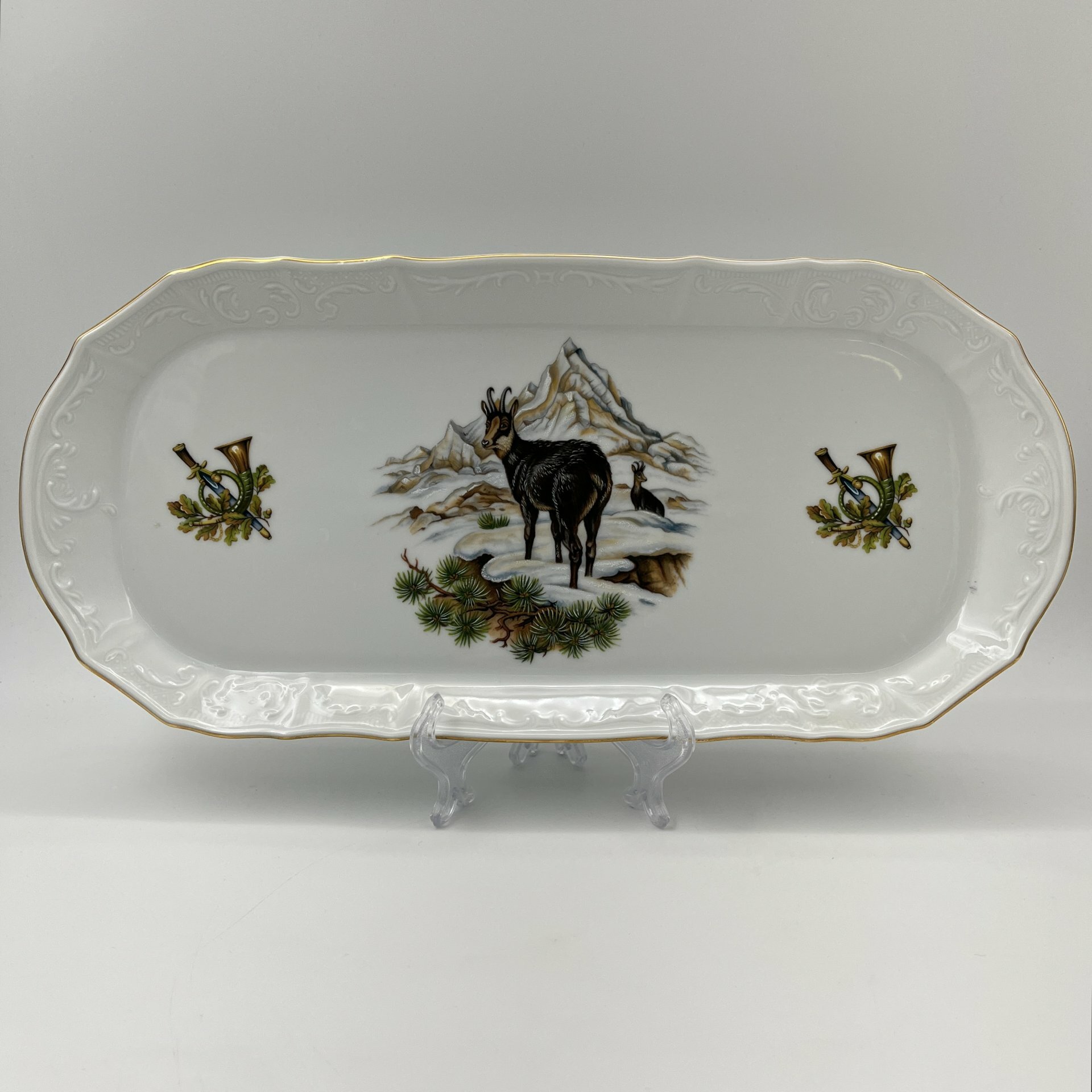 Блюдо "Охота", фарфор, деколь, золочение, Bernadotte, Чехия, 1991-2000 гг.