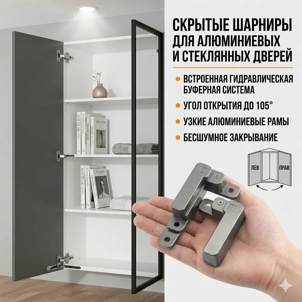 Скрытая торцевая петля Небо и Земля с доводчиком