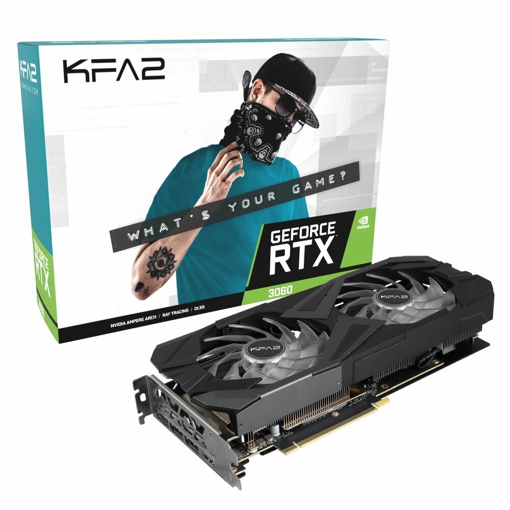 Видеокарта KFA2 GeForce RTX3060 CORE (12Гб, GDDR6,192bit, HDMI,3DP 36NOL7MD1VOK, ret)