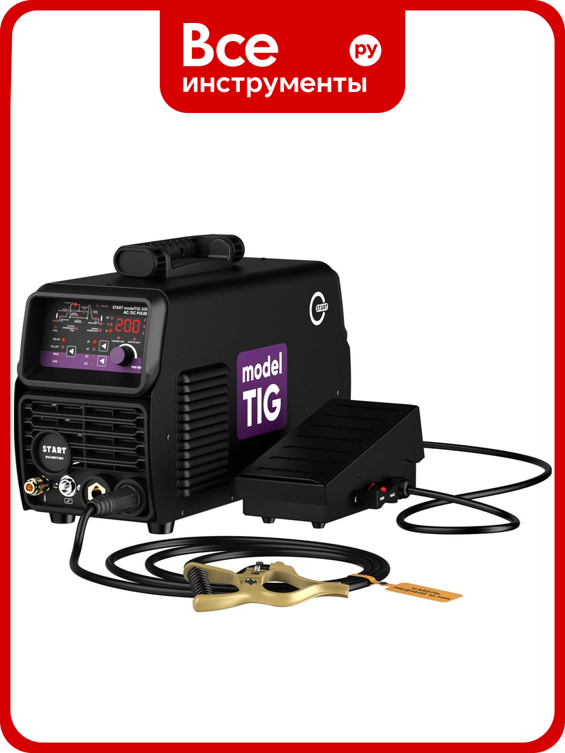 Установка аргонодуговой сварки START 205 modelTIG AC/DC TIG PULSE 3W205AP для сварки алюминия