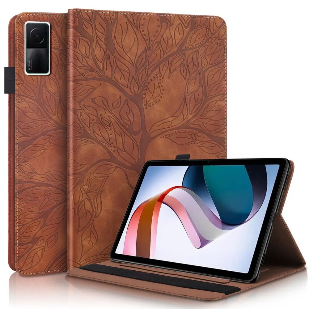 Чехол-книжка для Redmi Pad 10.6" (2022): PU кожа, регулируемая подставка, слот для карт, эластичная резинка, бирюзовый
