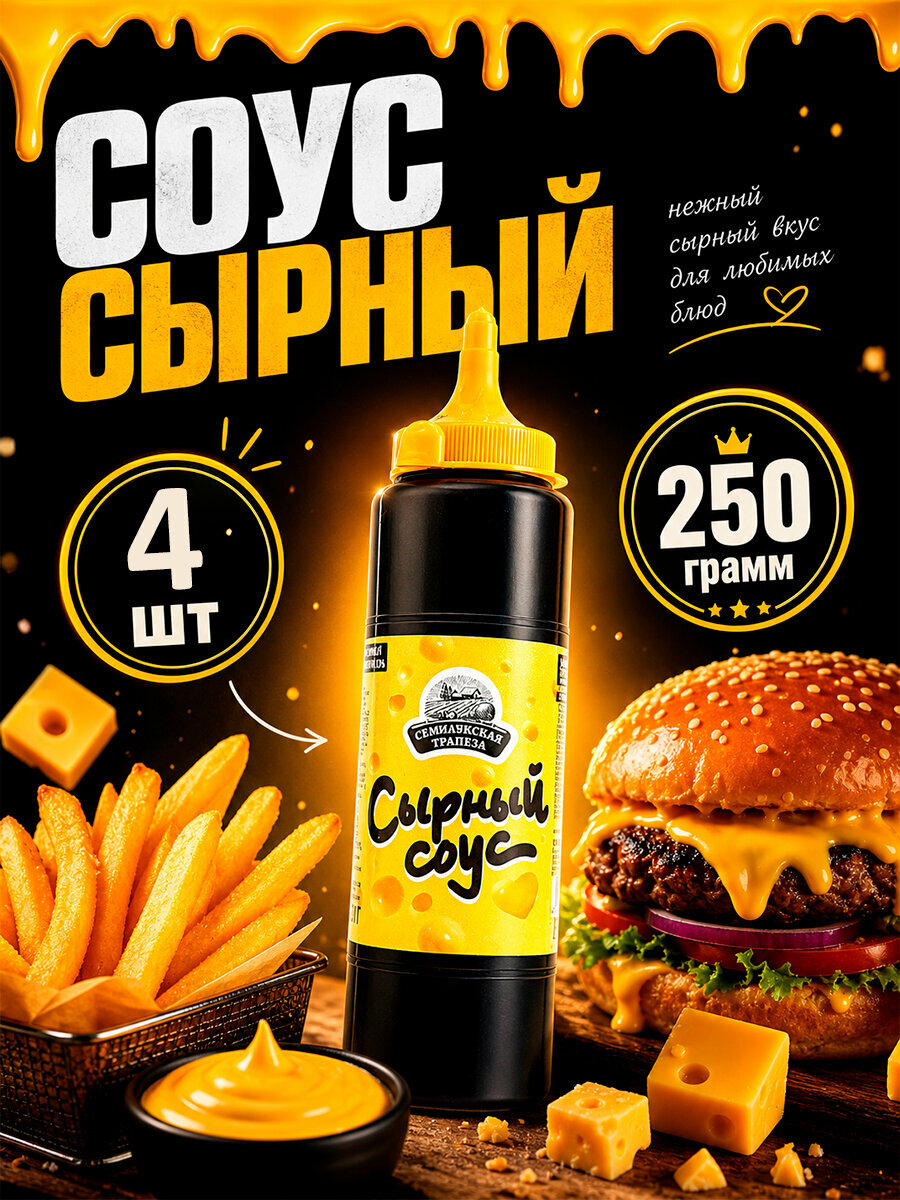 Соус Сырный, майонезный, ГОСТ, Семилукская трапеза, 4 шт. по 250 г
