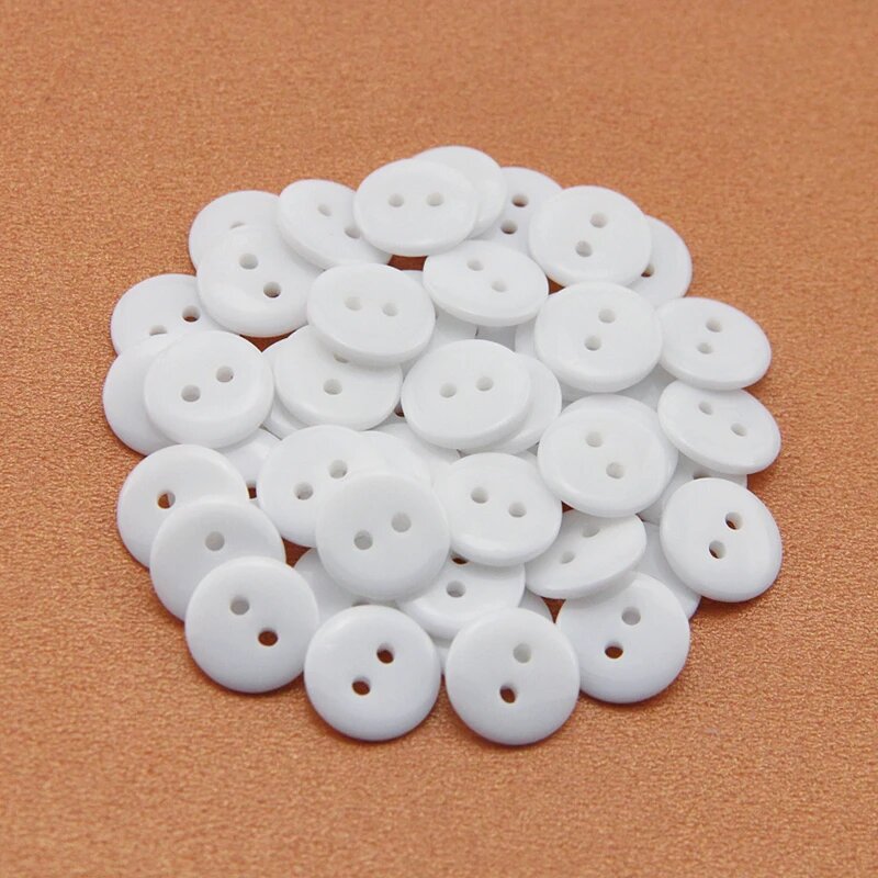 Белые пуговицы из смолы 2-отверстия, 1/1.5/2 см