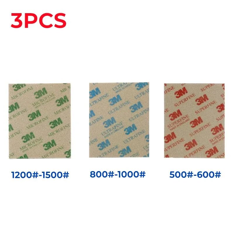 Абразивная губка 3M 114mmx139mm Superfine/Ultrafine/Microfine(P500-600 P800-1000 P1200-1500)Полировальная наждачная бумага 3 штуки