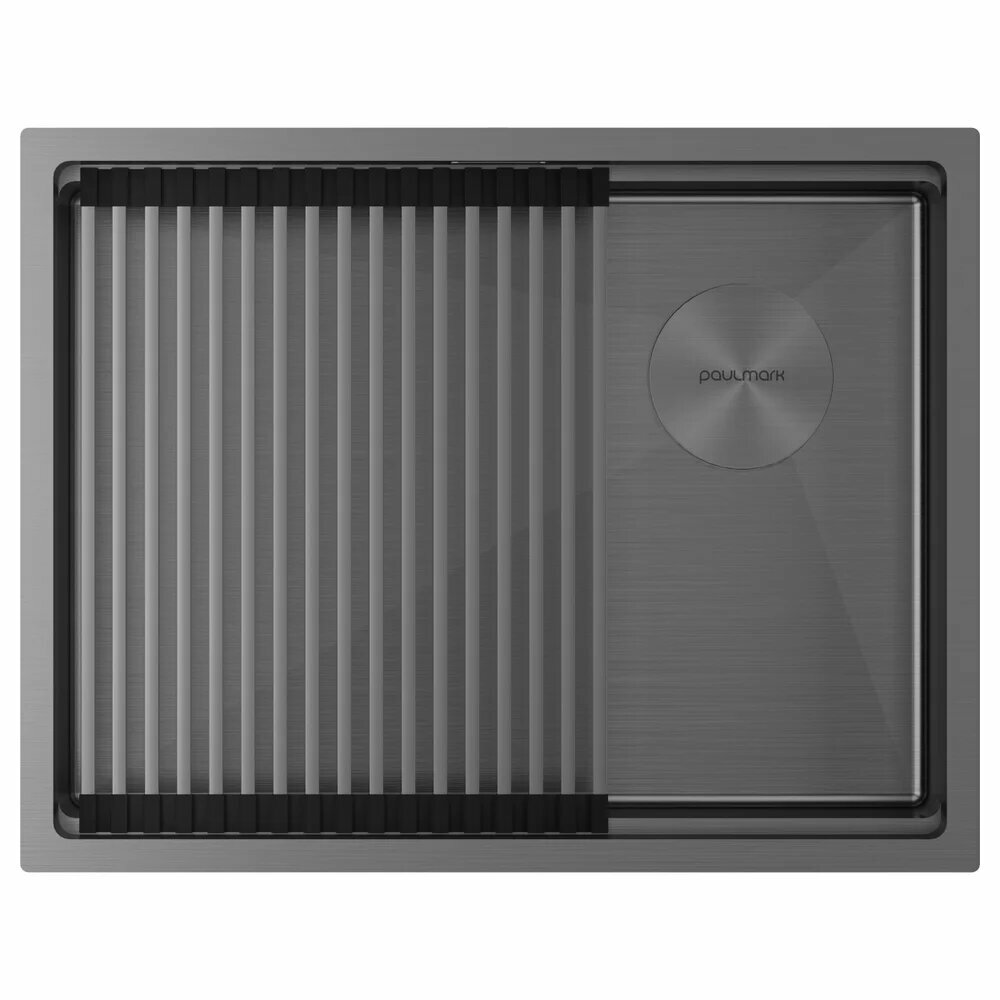Мойка кухонная Paulmark 58 UNI PM705845-GM металлическая, 58x45, прямоугольная, мойка для кухни, врезная, под столешницу