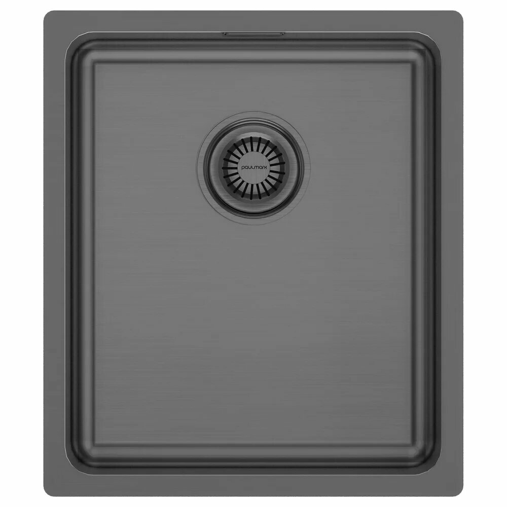 Мойка кухонная Paulmark PM904438-GM металлическая, 38x44, прямоугольная, мойка для кухни, под столешницу, российская