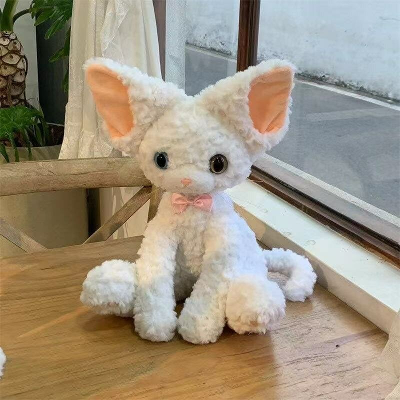 Мягкая игрушка Немецкая кошка, кот Девон-рекс,40 см белая