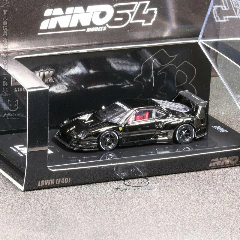 INNO 1:64 LBWK Ferrari F40 Chrome Black Легковая модель автомобиля