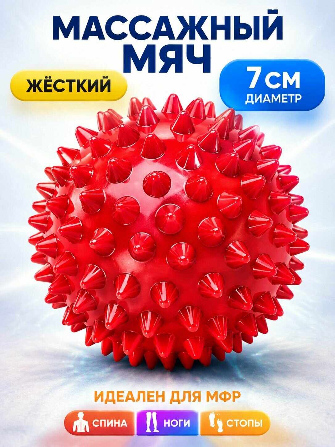 Мячик массажный с шипами. Мяч МФР красный