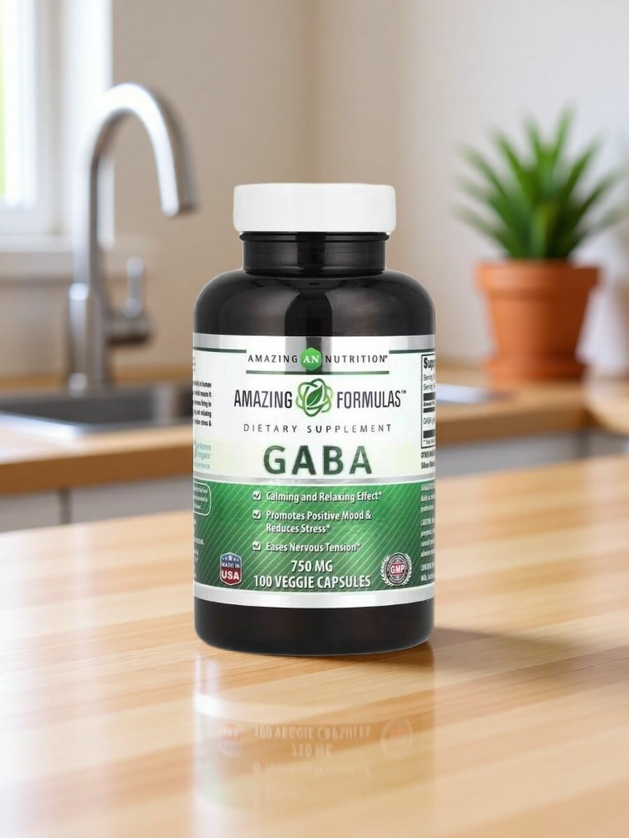 GABA (гамма-аминомасляная кислота) габа 750 мг, 100 вегетарианских капсул