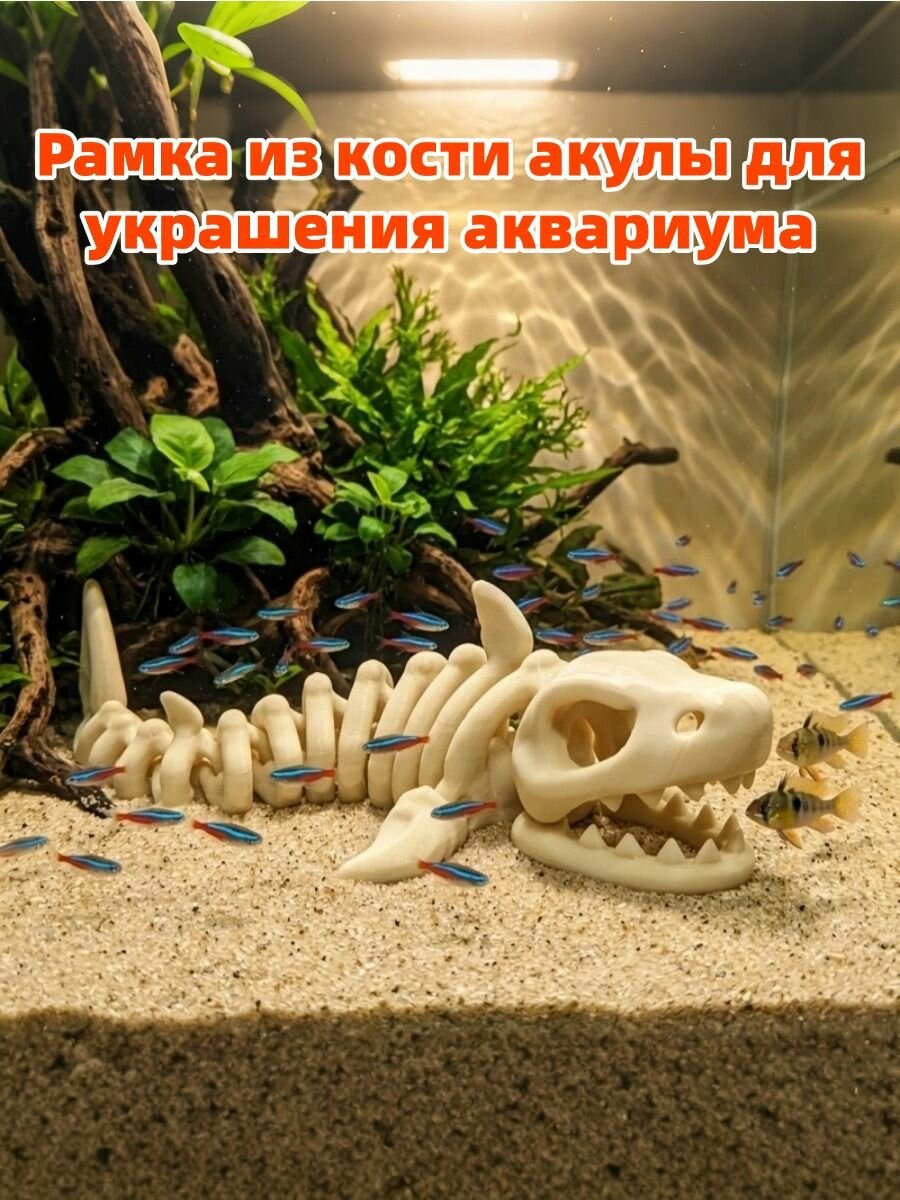 Точная копия каркаса из кости акулы, используемого для украшения аквариума, большая модель скелета с белыми плавниками и хвостом, используемая для украшения аквариума-FortunePick