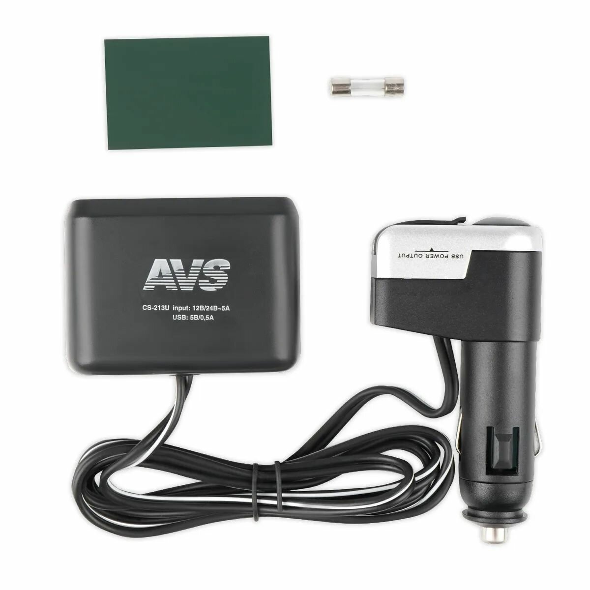 Разветвитель прикуривателя 12/24V (на 2 выхода + USB) AVS CS213U