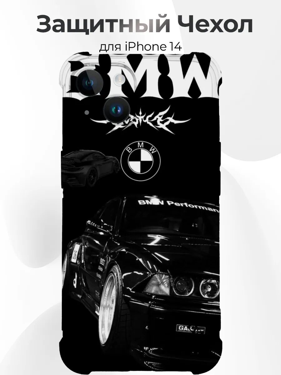 Чехол на iPhone 14 черная BMW E34 бункер
