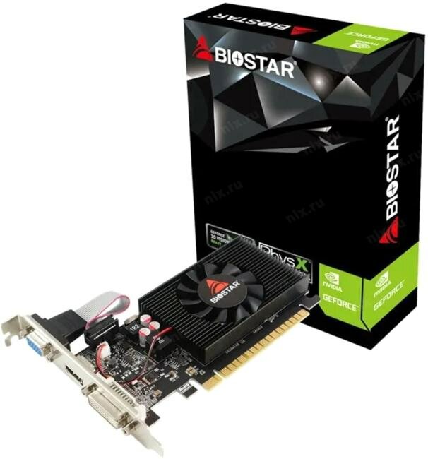 VN7103THX6 Видеокарта Biostar PCI-E GT710-2GB D3 LP NVIDIA GeForce GT 710 2Gb 64bit DDR3 954/1333 DVIx1 HDMIx1 CRTx1 HD