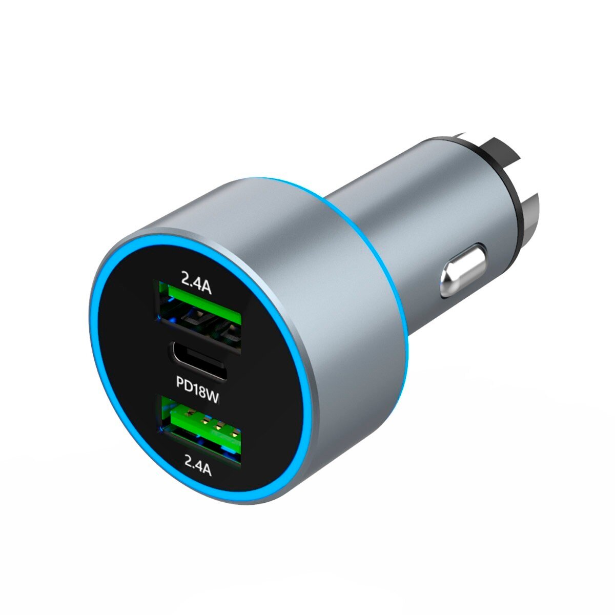 Автомобильное З/У USBx2(5V/2.4A)+PD18W Metallic Mivo MU-344Q (серый)