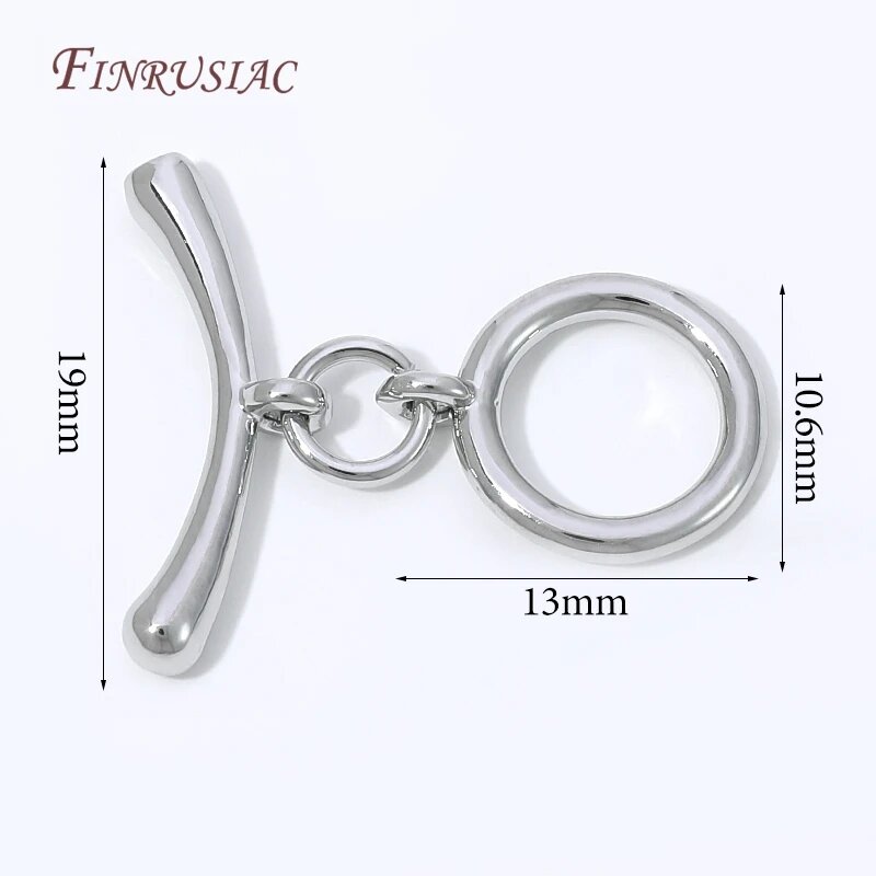 Золотая позолоченная застежка-тогл FINRUSIAC 2 pieces, Rhodium Plated