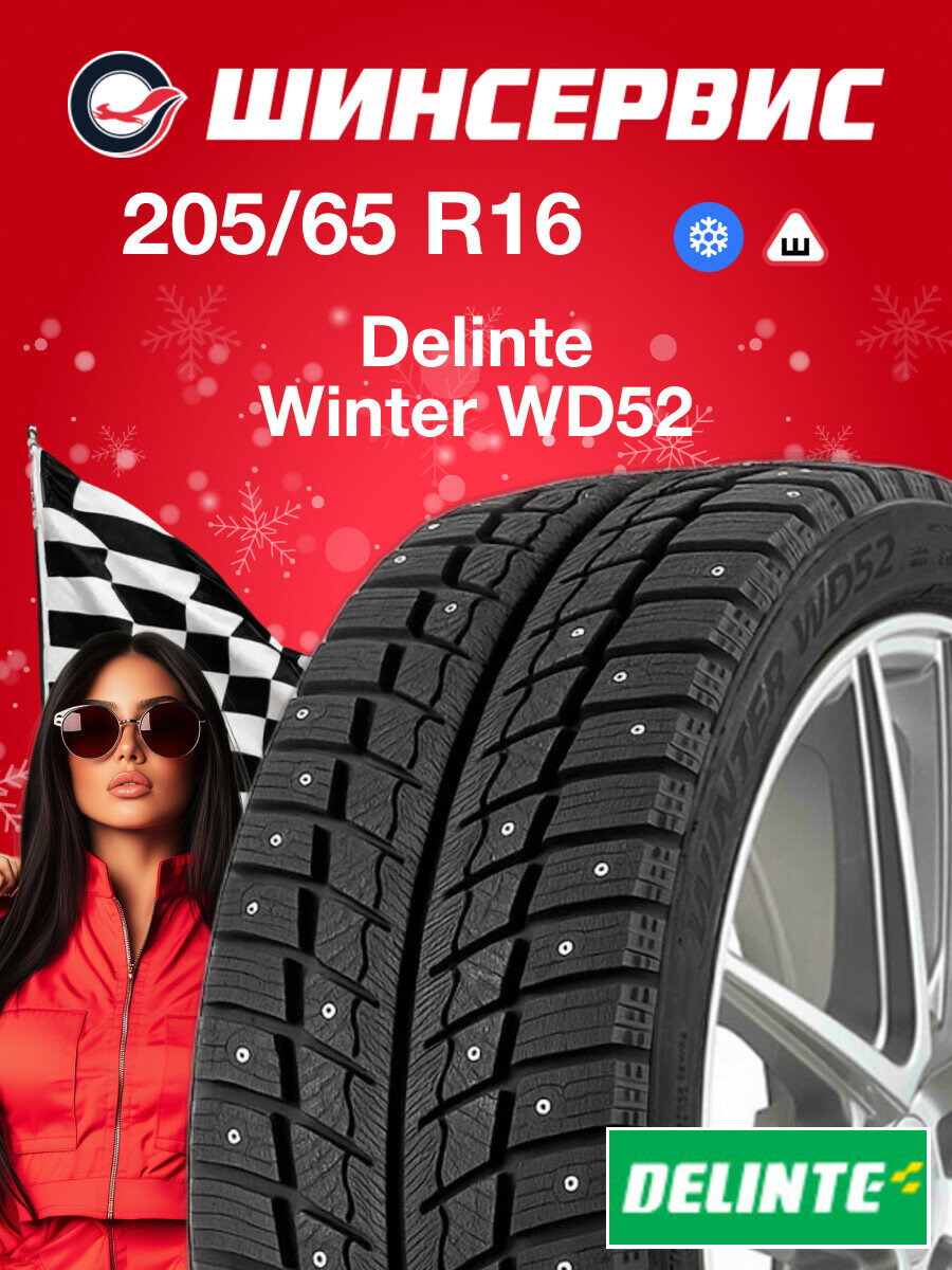 Зимняя шипованная шина Delinte Winter WD52 205/65 R16 99 T, зимняя автомобильная резина