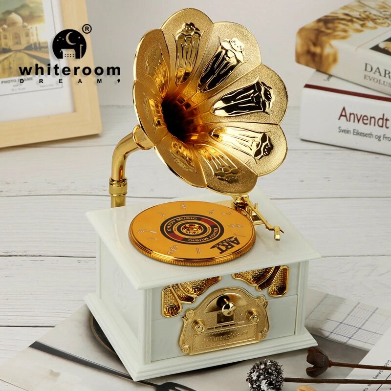 Музыкальная шкатулка-граммофон Whiteroom, White phonograph