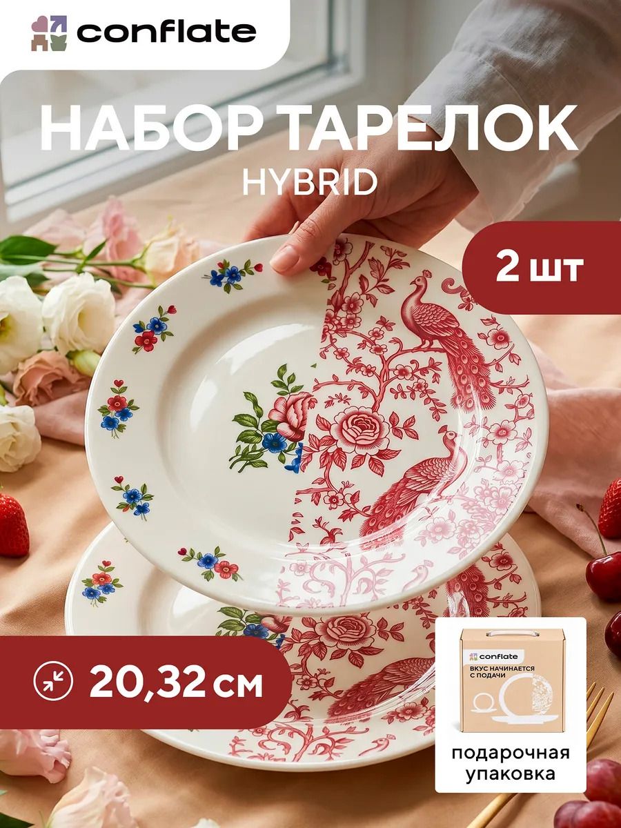 Набор тарелок обеденных плоских 2 шт, 20 см Conflate
