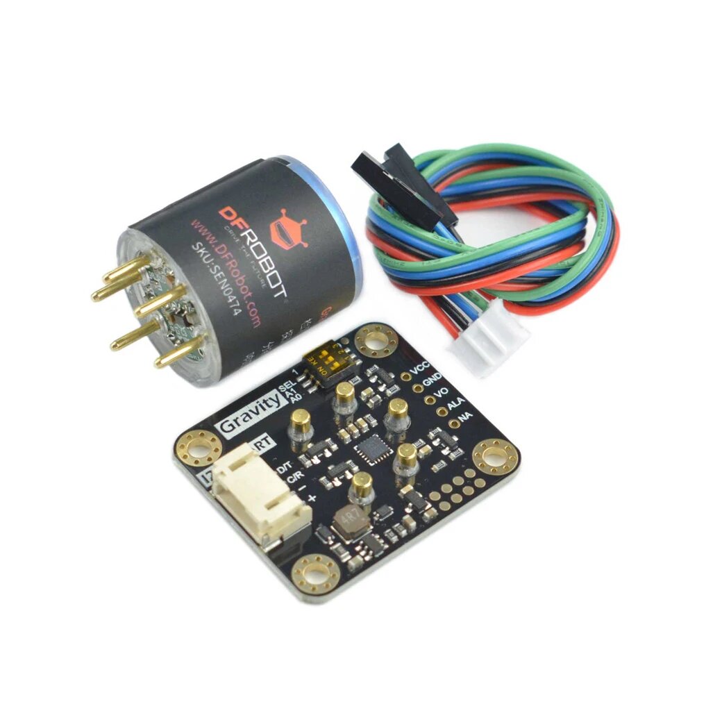 Высокочувствительный датчик газов DFRobot (CO, O2, NH3, H2S, NO2, HCL, H2, PH3, SO2, O3, CL2, HF) для Arduino, ESP32, Raspberry PI