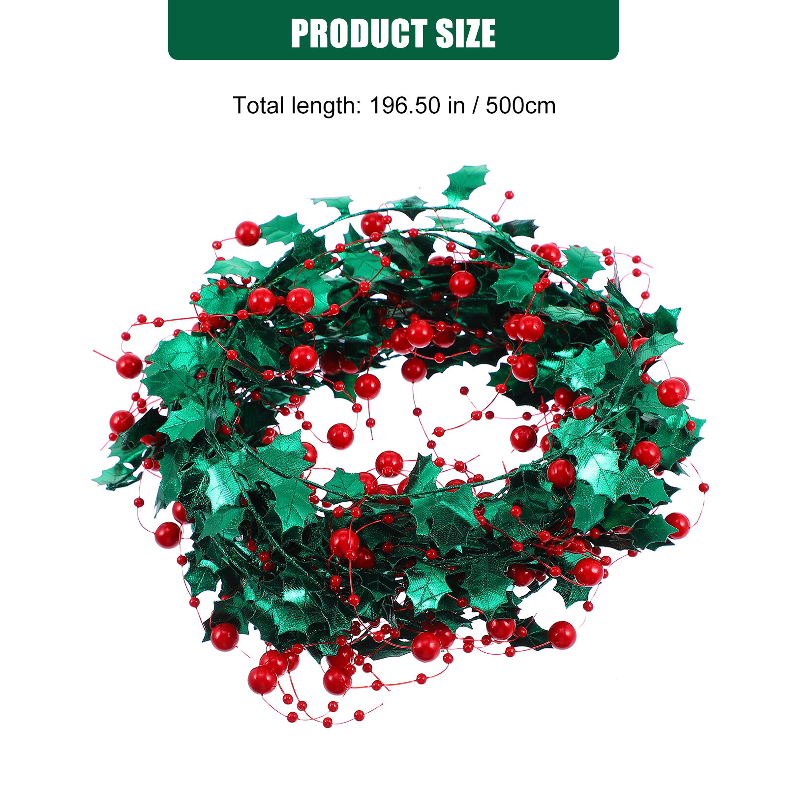 1 Rolлик Зелёной Проволочной Гирлянды Для Елки И Декора Christmas Tinsel Garland 500.00X10.00X0.70Cm