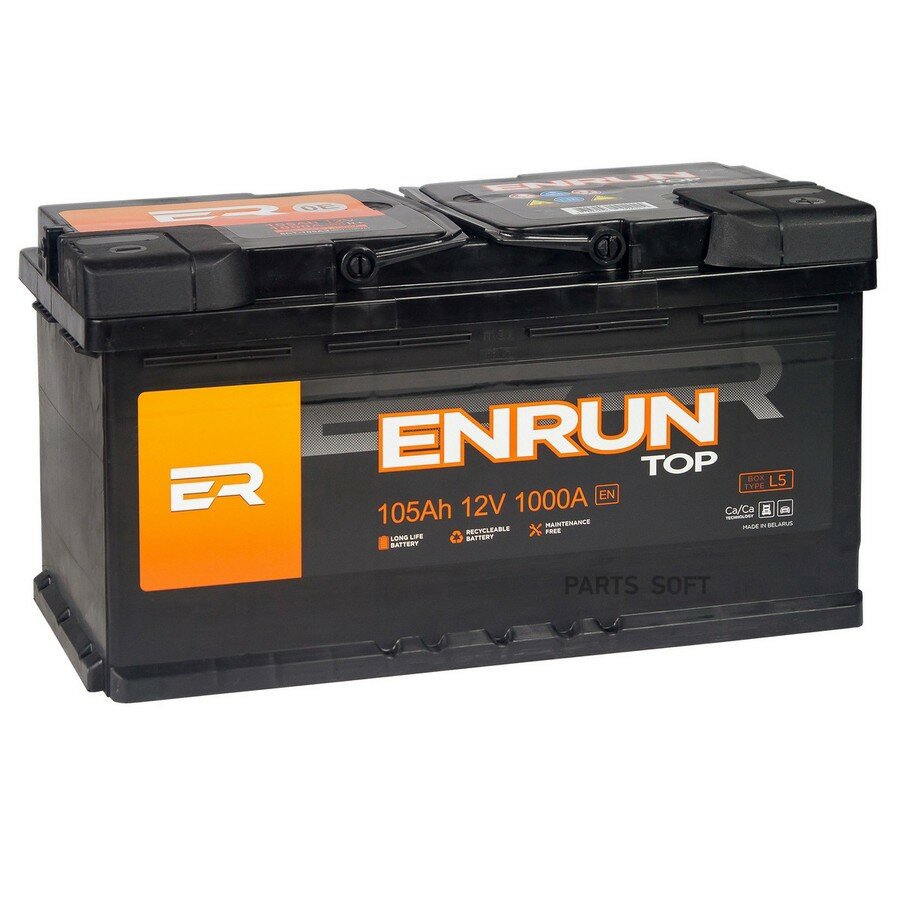 Аккумулятор ENRUN Top 105 А/ч обратный R+ 353x175x190 L5 EN 1000 А от официального дистрибьютора, ENRUN, артикул ET1050