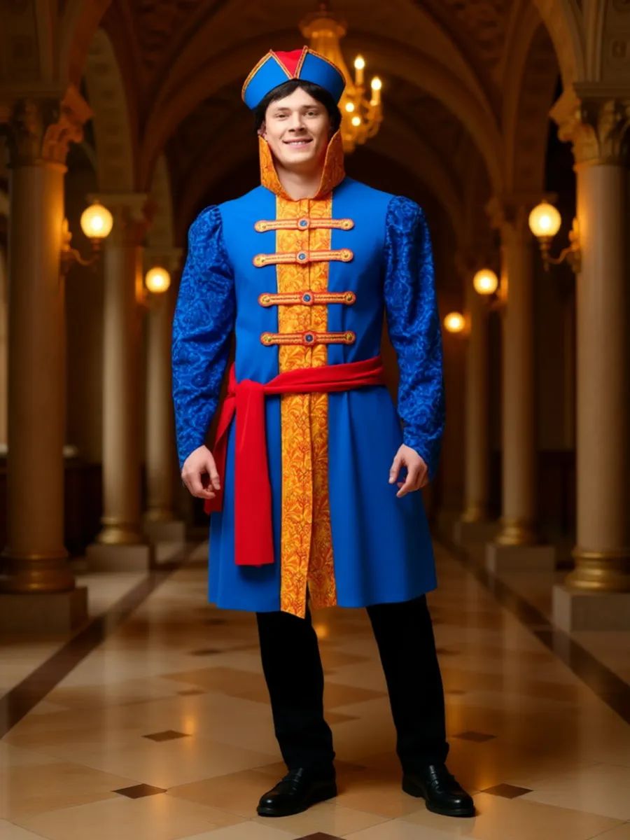 Мужской костюм Царевич, красный, 5XL-6XL, m4125