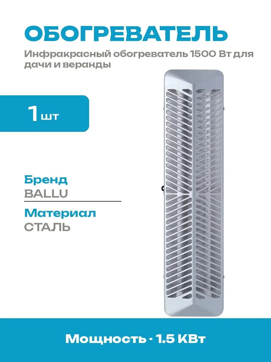 Инфракрасный обогреватель 1500 Вт настенный для помещений