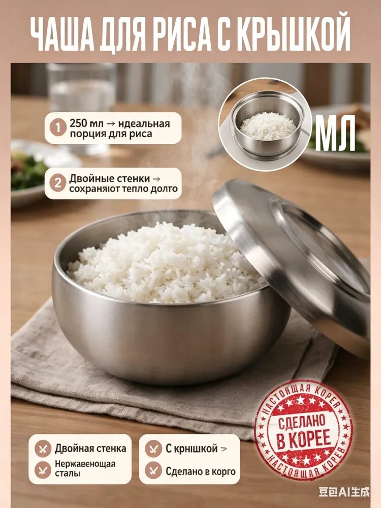 Миска 250 мл серый металлик, 1 шт