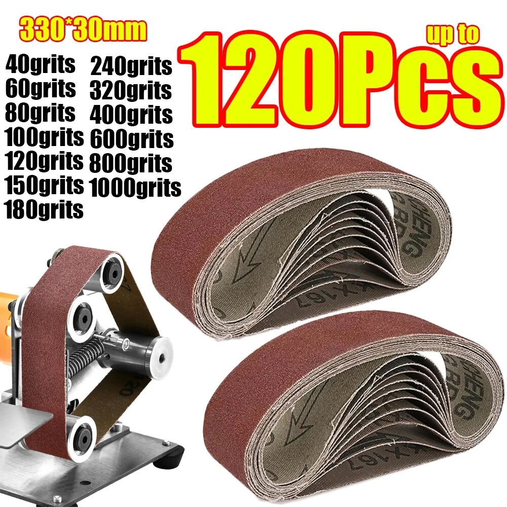 Шлифовальные ленты 330x30 мм для дерева и металла 40-1000 grit 30Pcs, 80grits