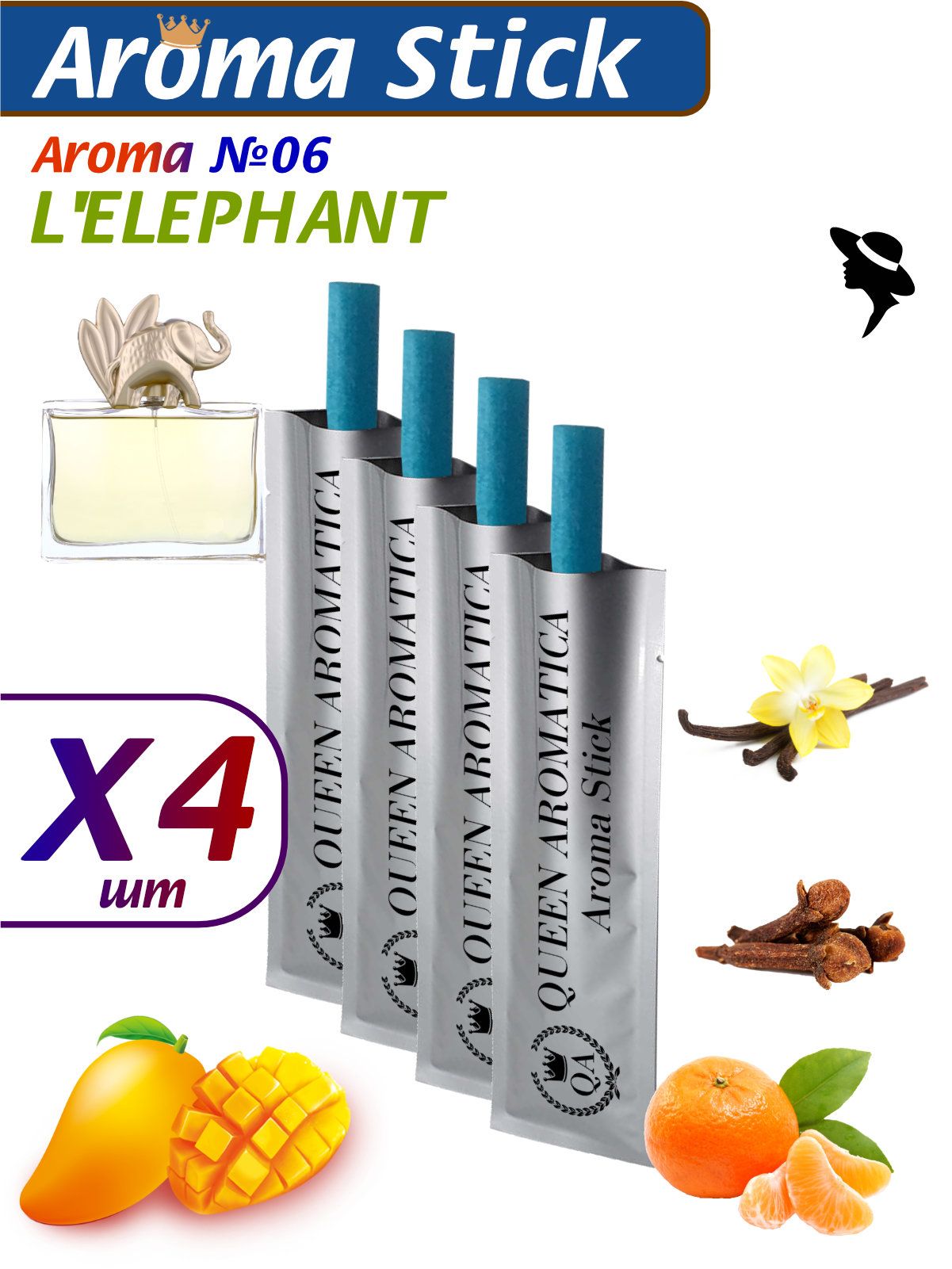 Queen Aromatica Ароматизатор автомобильный - Сменные арома стики - L Elephant S-06