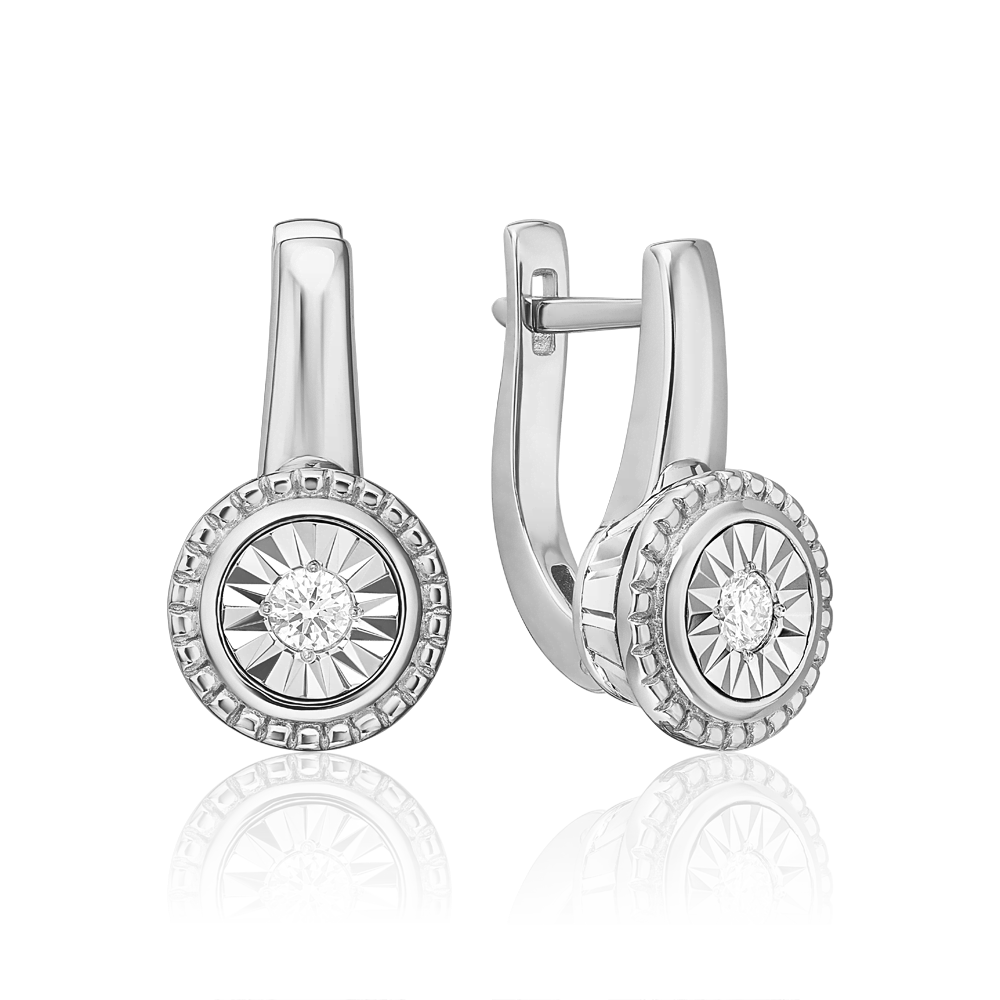 Серьги, золото, 585 проба, бриллиант