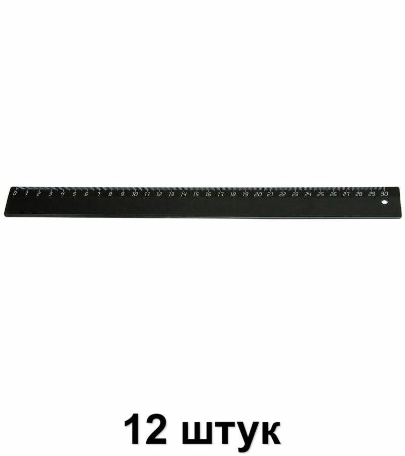 Attache Economy Линейка Черная, 30 см, 12 шт