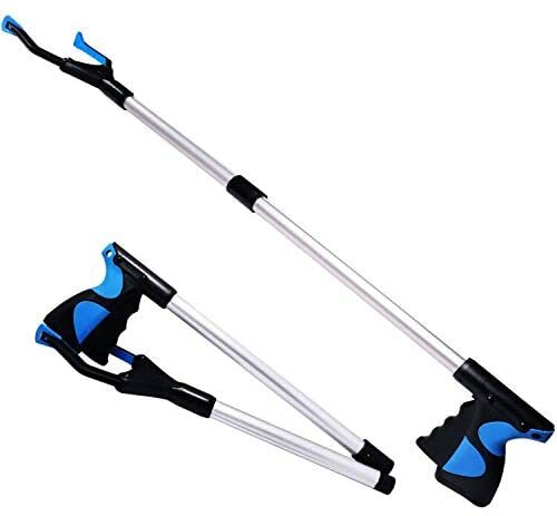 Litter Picker Grabber Stick Rubbish Picker Helping Hand Grabber (Blue), trash pick up tool, Aluminum Tube, 32 in, 1 PC / OPP Bag