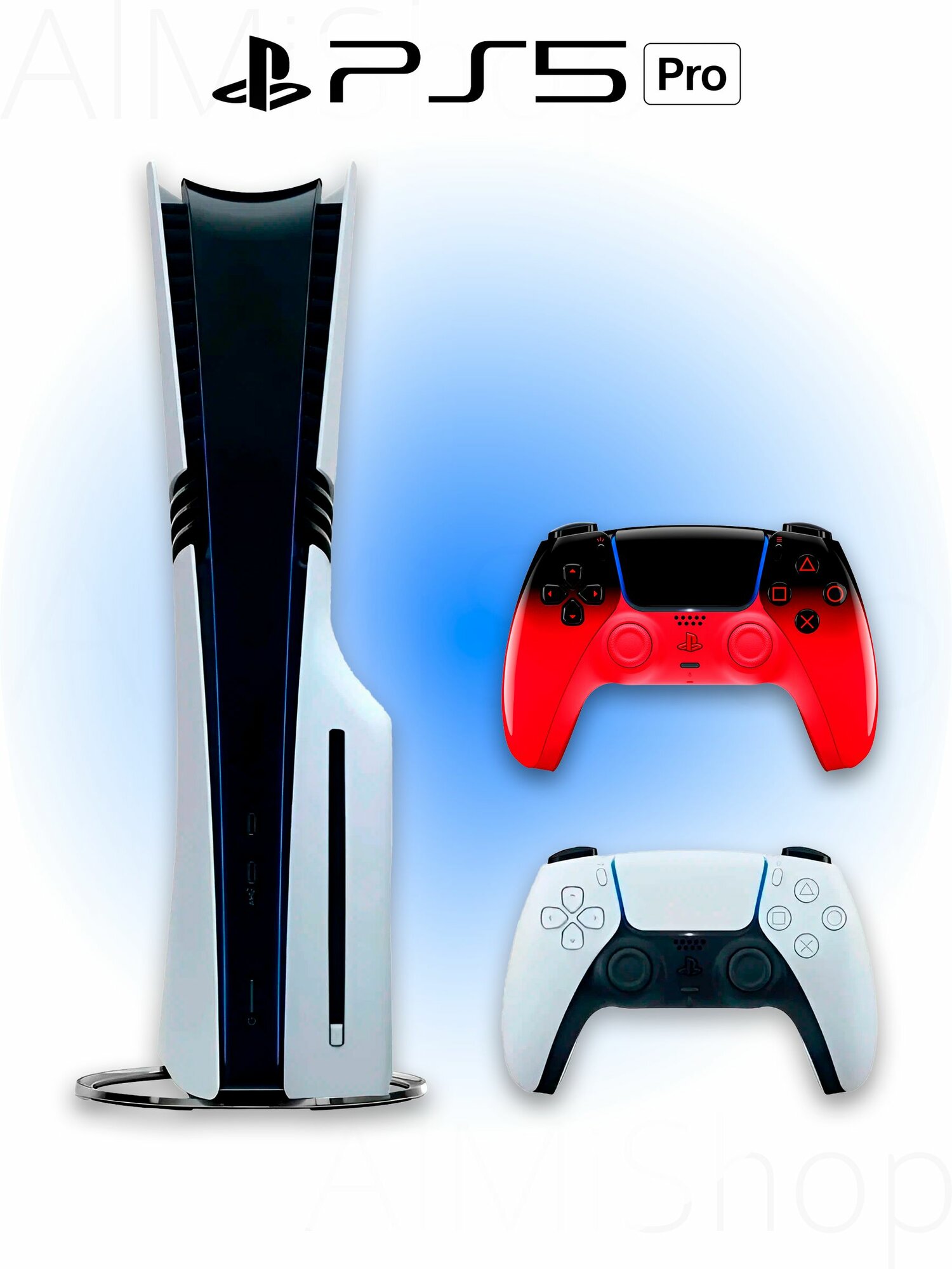 Игровая приставка Sony PlayStation 5 PRO + дисковод + 2 геймпад (красно-черный, Techno Red)