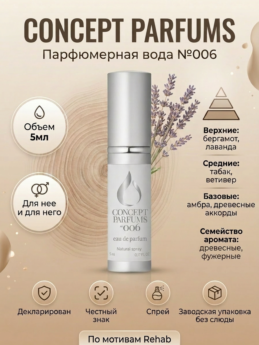 Concept Parfums 006 Парфюмерная вода Унисекс 5мл древесные фужерные