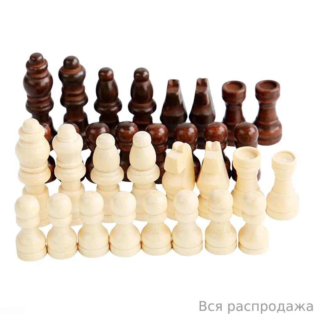 Шахматные фигуры из дерева, 32 шт, классический набор для игры в шахматы, для начинающих, международный стандарт