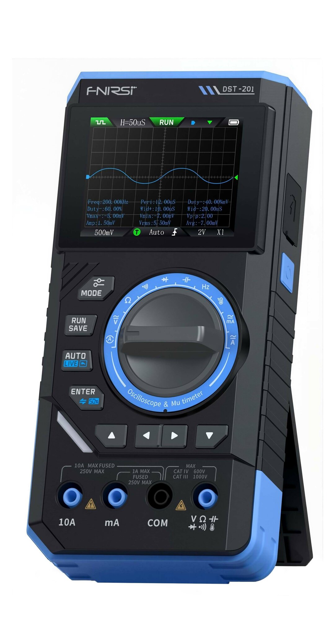 Осциллограф мультиметр FNIRSI DST-201, цветной дисплей, USB подключение, встроенный генератор, 1 МГц