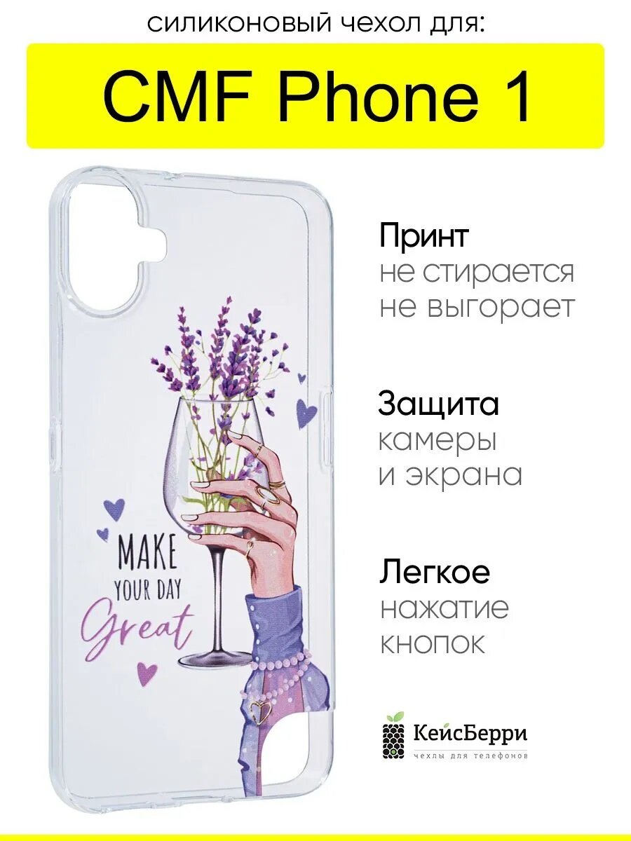 Чехол для телефона CMF Phone 1 силиконовый прозрачный с рисунком
